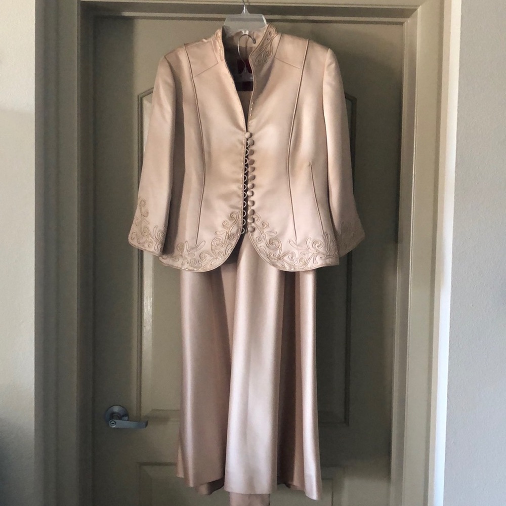 Js Collections 2-Pc Formal Champagne Jacket/Skirt - Gem